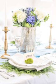 Simple DIY Spring Table Setting With Pops of Green & Blue