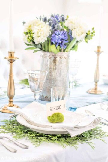Simple DIY Spring Table Setting With Pops of Green & Blue