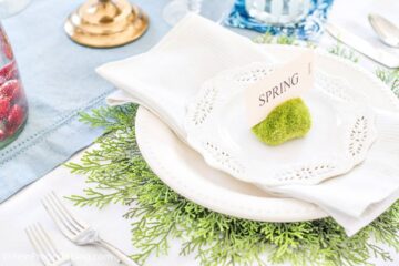 Simple DIY Spring Table Setting With Pops of Green & Blue