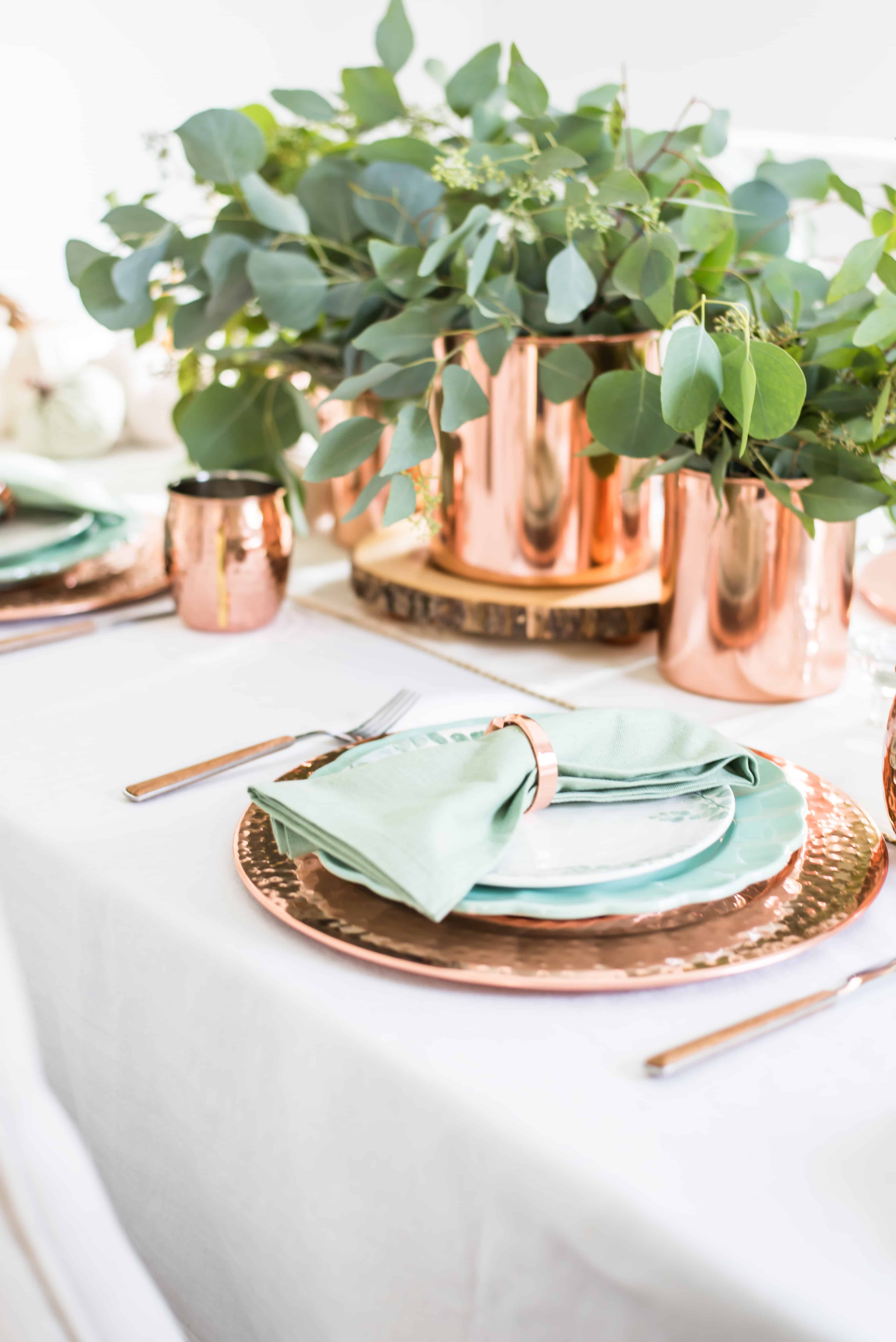 Sage Green & Copper Fall Table Setting - Jenna Kate at Home