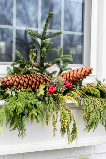 How to Decorate a Window Box for Christmas - Jenna Kate at Home